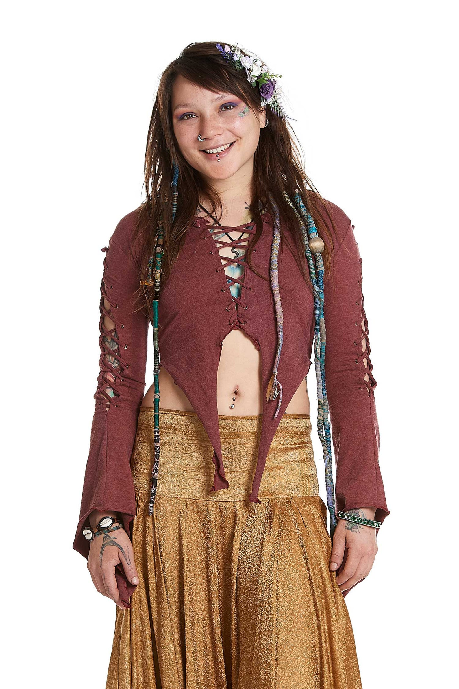 Hooded Psy Faerie Top in Earthy Red - Etsy UK