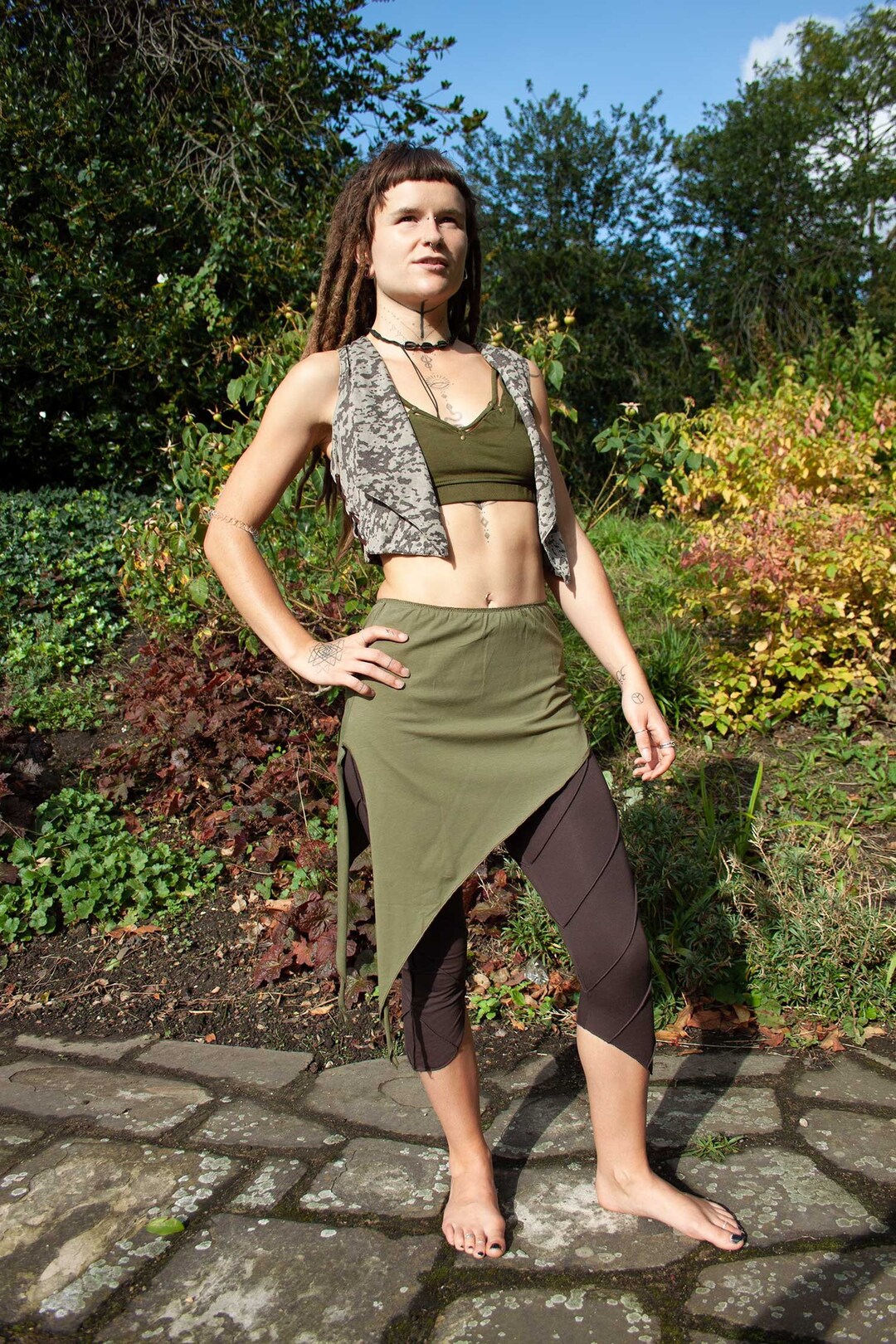 Organic Cotton Asymmetric Pixie Mini Skirt, Psy Trance Clothing, Tribal ...