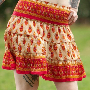 Floaty Mini Skirt, Upcycled Sari Rara Skirt, Hippie Summer Miniskirt ...