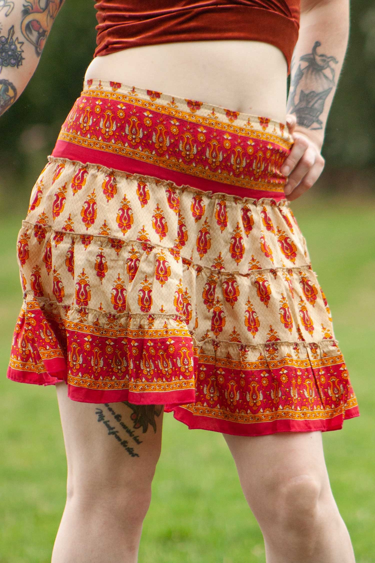 Floaty Mini Skirt, Upcycled Sari Rara Skirt, Hippie Summer Miniskirt ...