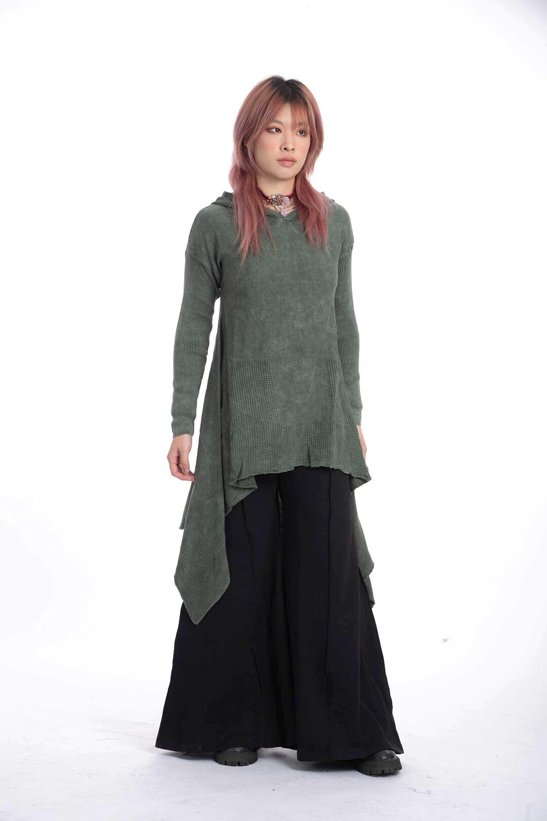 Knitted Faerie Cottagecore Tunic, Bohemian Slouchy Tunic, Stonewashed ...