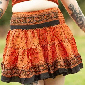 Floaty Mini Skirt, Upcycled Sari Rara Skirt, Hippie Summer Miniskirt ...