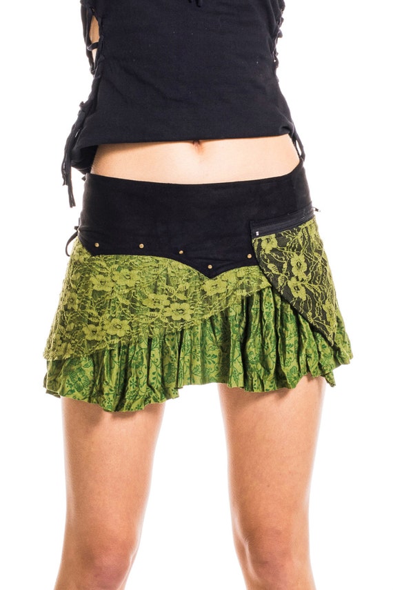 Green Festival Skirt Pixie Skirt Psy Trance Clothing Boho Etsy