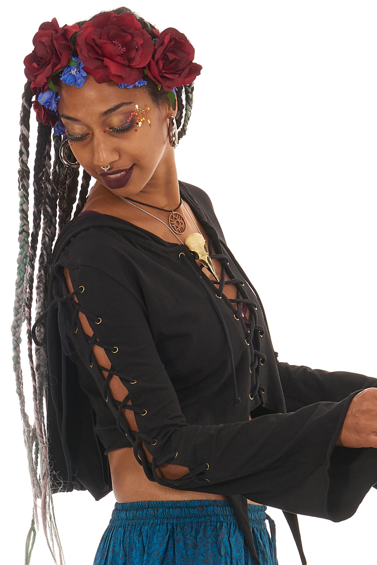 Hooded Psy Faerie Top in Black | Etsy