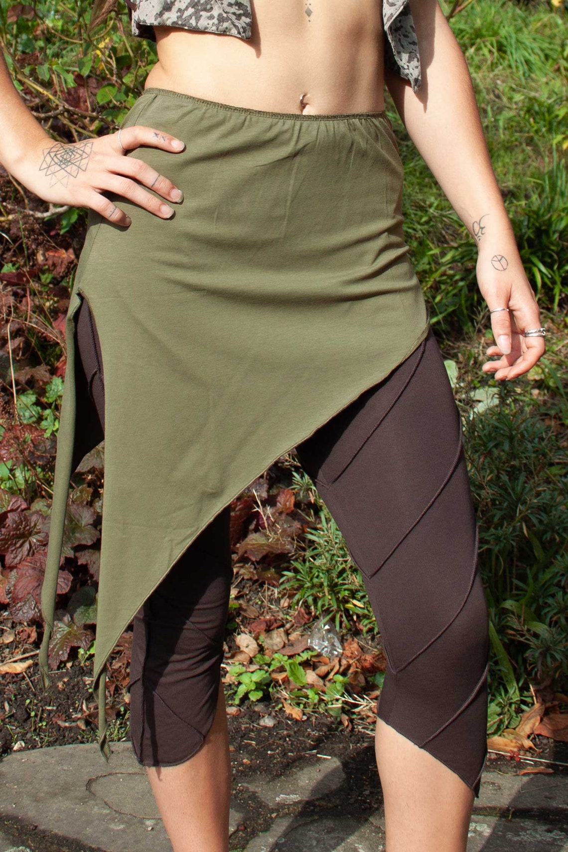 Organic Cotton Asymmetric Pixie Mini Skirt, Psy Trance Clothing, Tribal ...