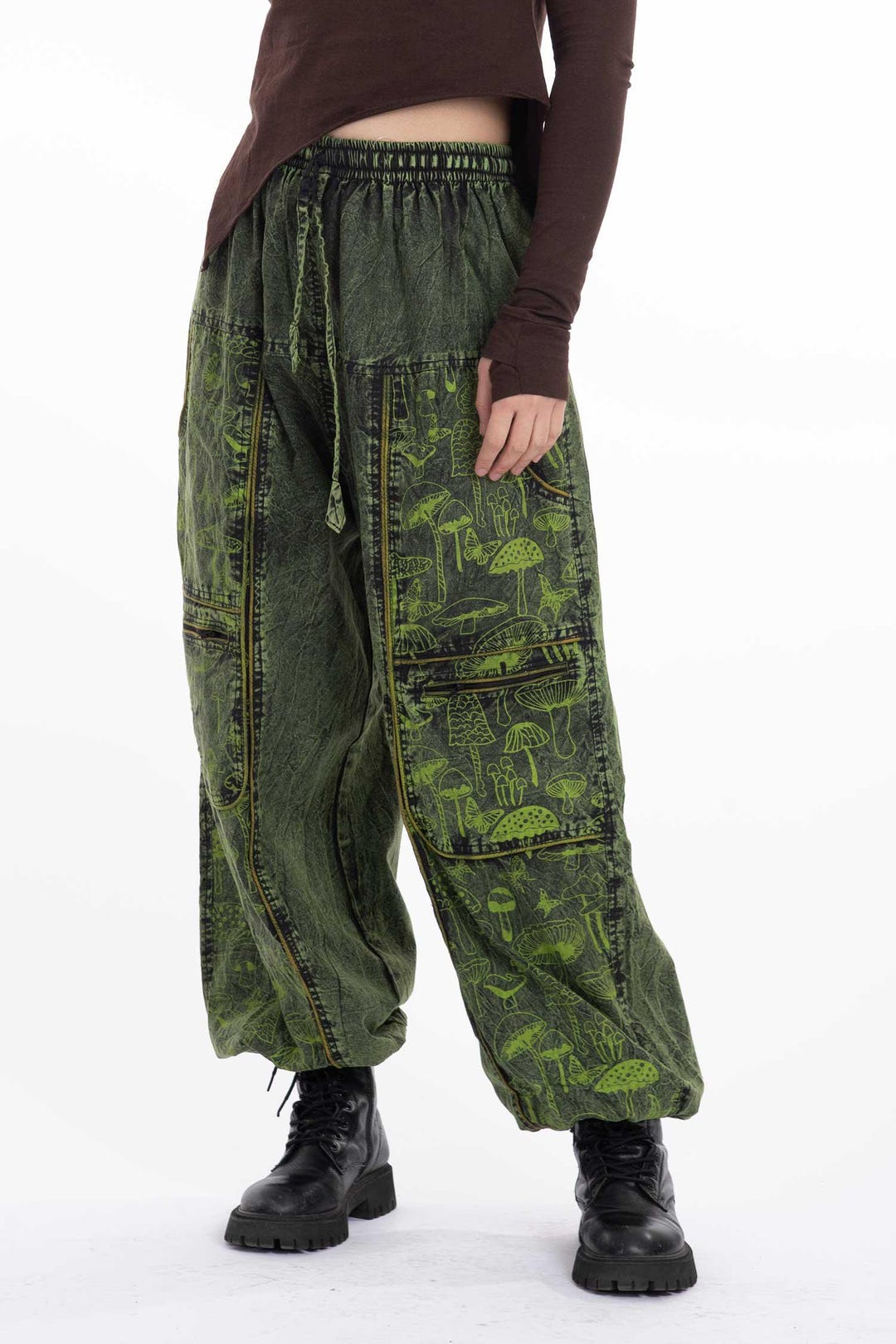 Green Stonewash Jeans for Women, Mushroom Clothing for Woman, Womens ...