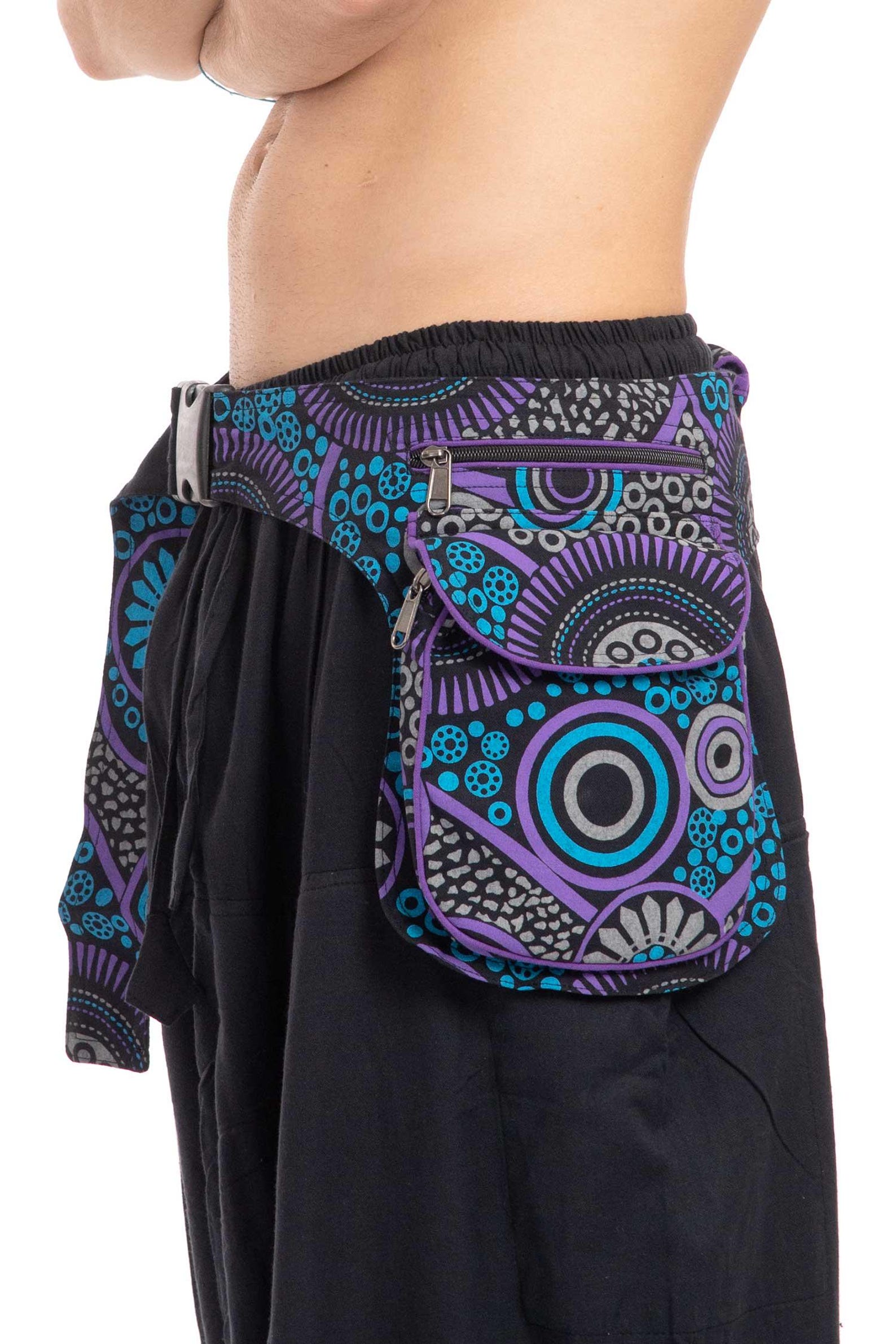 Geometric Print Double Festival Pocket Belt, Rave Techno Belt ...