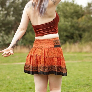 Floaty Mini Skirt, Upcycled Sari Rara Skirt, Hippie Summer Miniskirt ...
