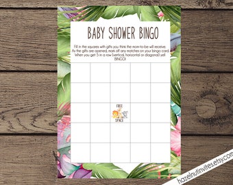 Safari Baby Shower Bingo Game Greenery Jungle Animal Elephant - Etsy