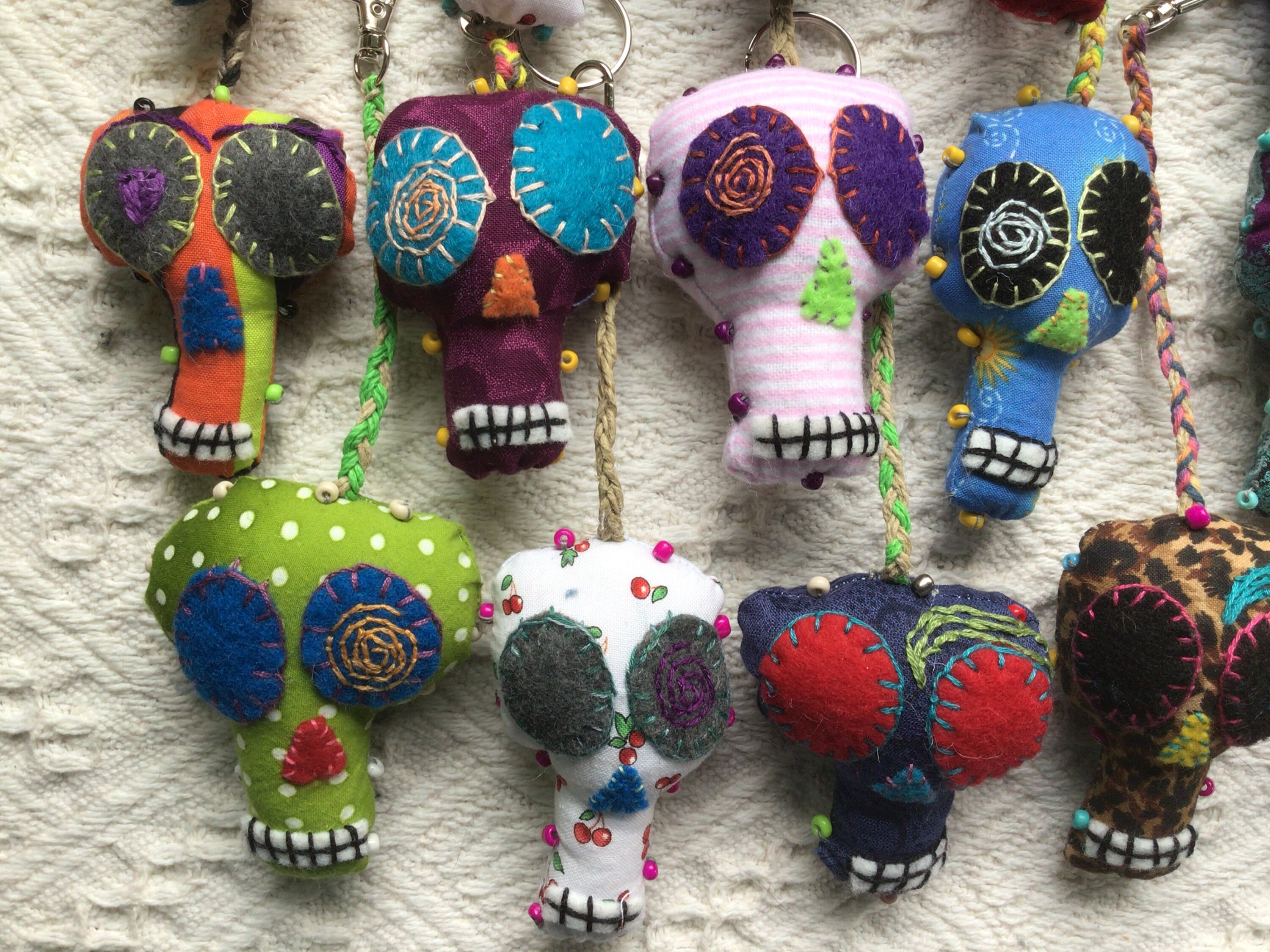 Dia De Los Muertos Day of the dead sugar skull key fob back | Etsy