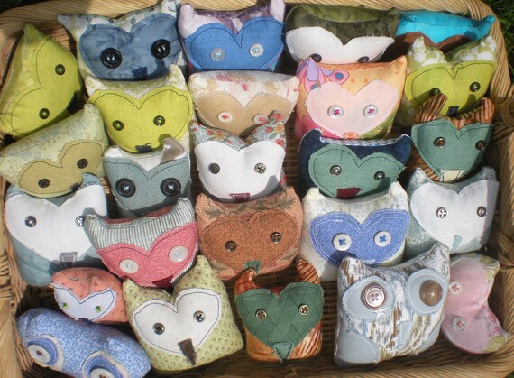 Tiny Plush Owl Pillows set of three pocket pet owls itty | Etsy