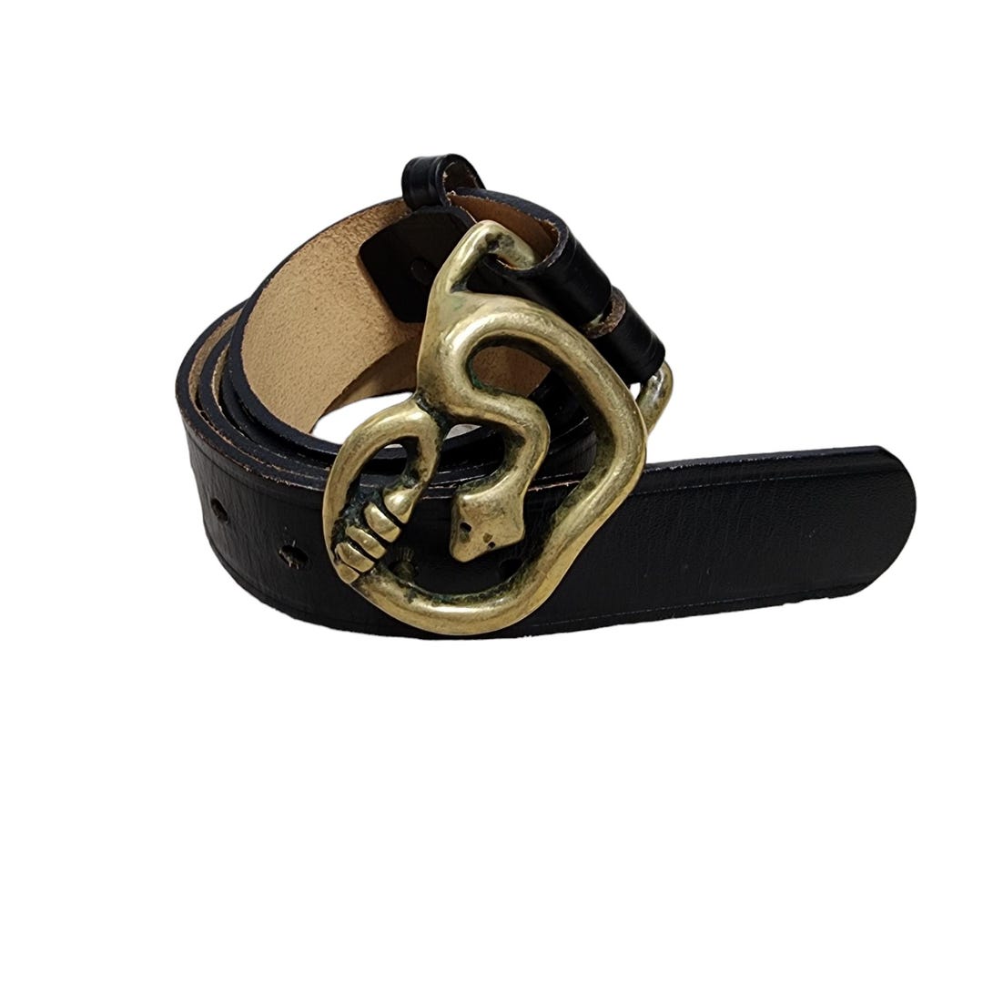 Vintage 70s Rattlesnake Brass Belt Buckle With Belt Large - Etsy
