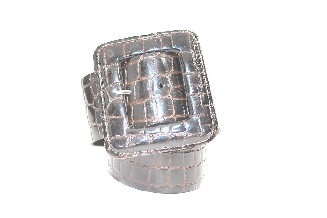 Vintage Wide Brown Patent Leather Waist Cincher Cinch S/M - Etsy