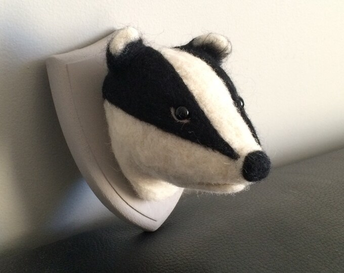 Needle Felt Badger. Needle Felted Animal. Faux Taxidermy Head. Fibre ...