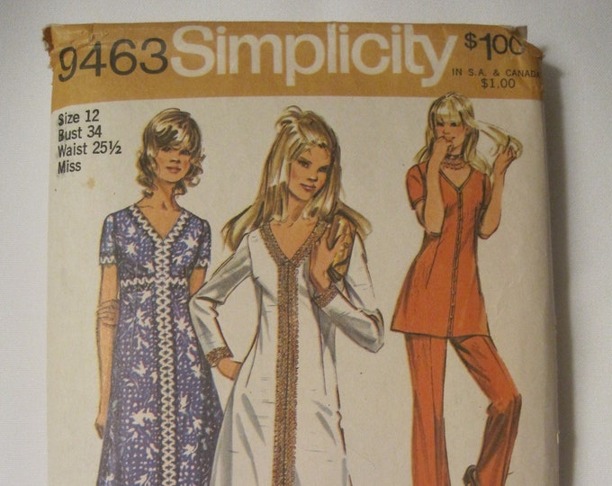 Vintage Simplicity Dress, Tunic and Pants Pattern - 9463 Misses' Dress ...