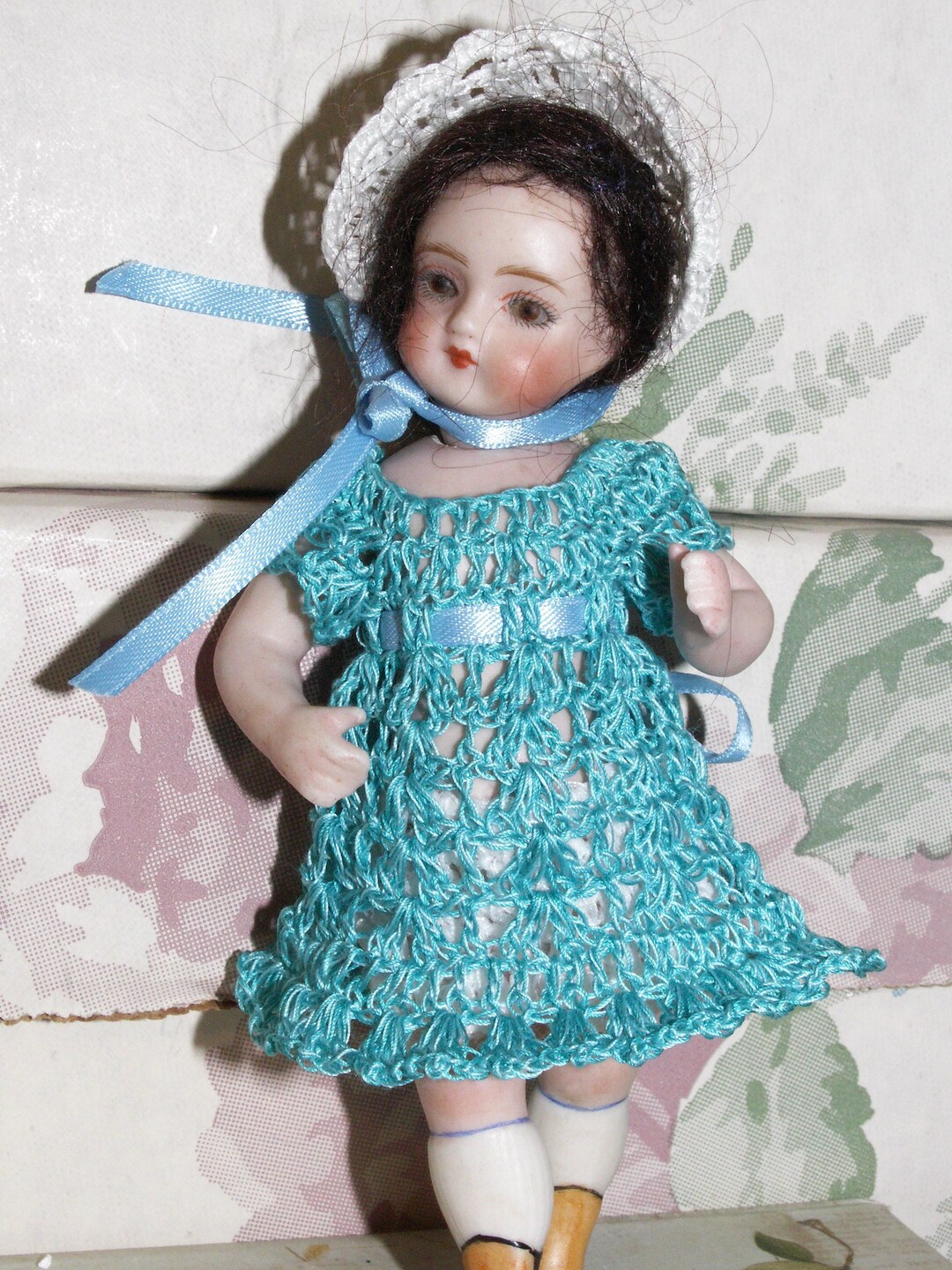 Dress, Bonnet and Pants Set for 4 - 4.5" Miniature Bisque Picolette ...