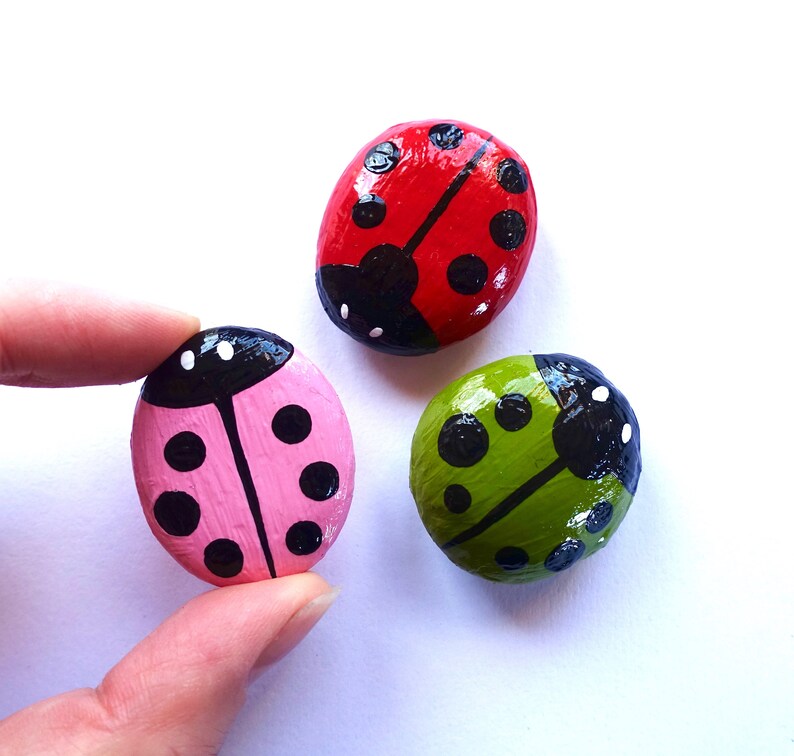 Ladybird Stones Set of 3 READY TO SHIP - Etsy UK