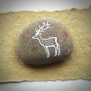 Hand Painted Stones - White Fox, Stag and Raven Set of 3 - MADE TO ...