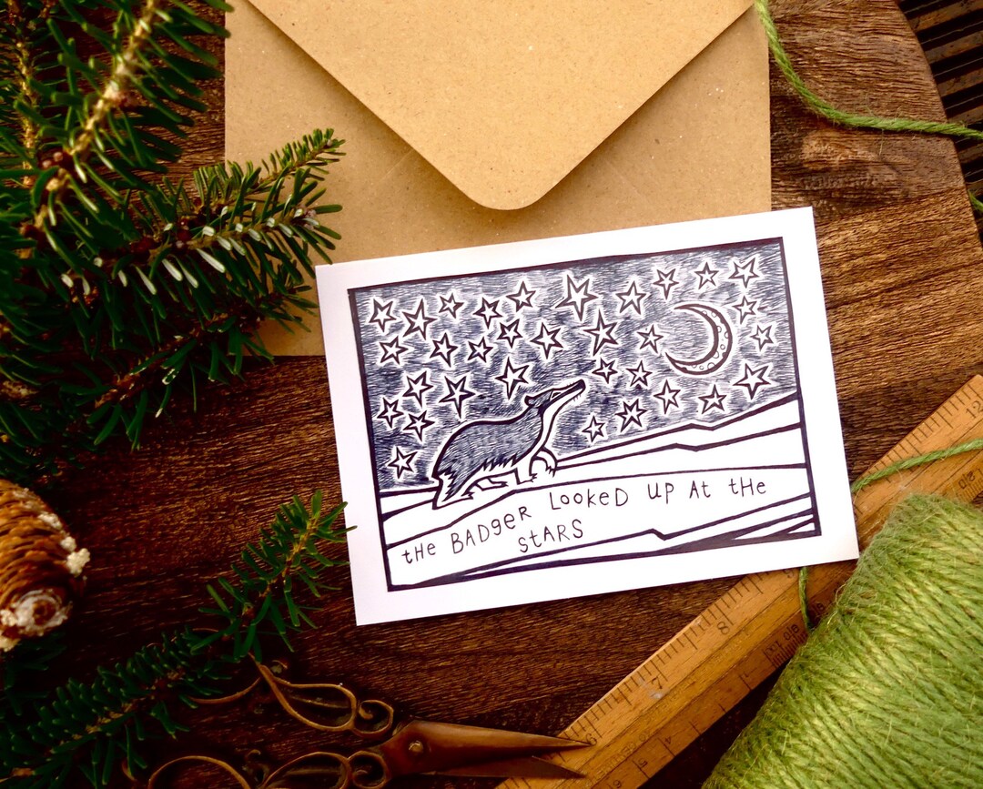 Badger and Stars Card - READY TO SHIP - Etsy