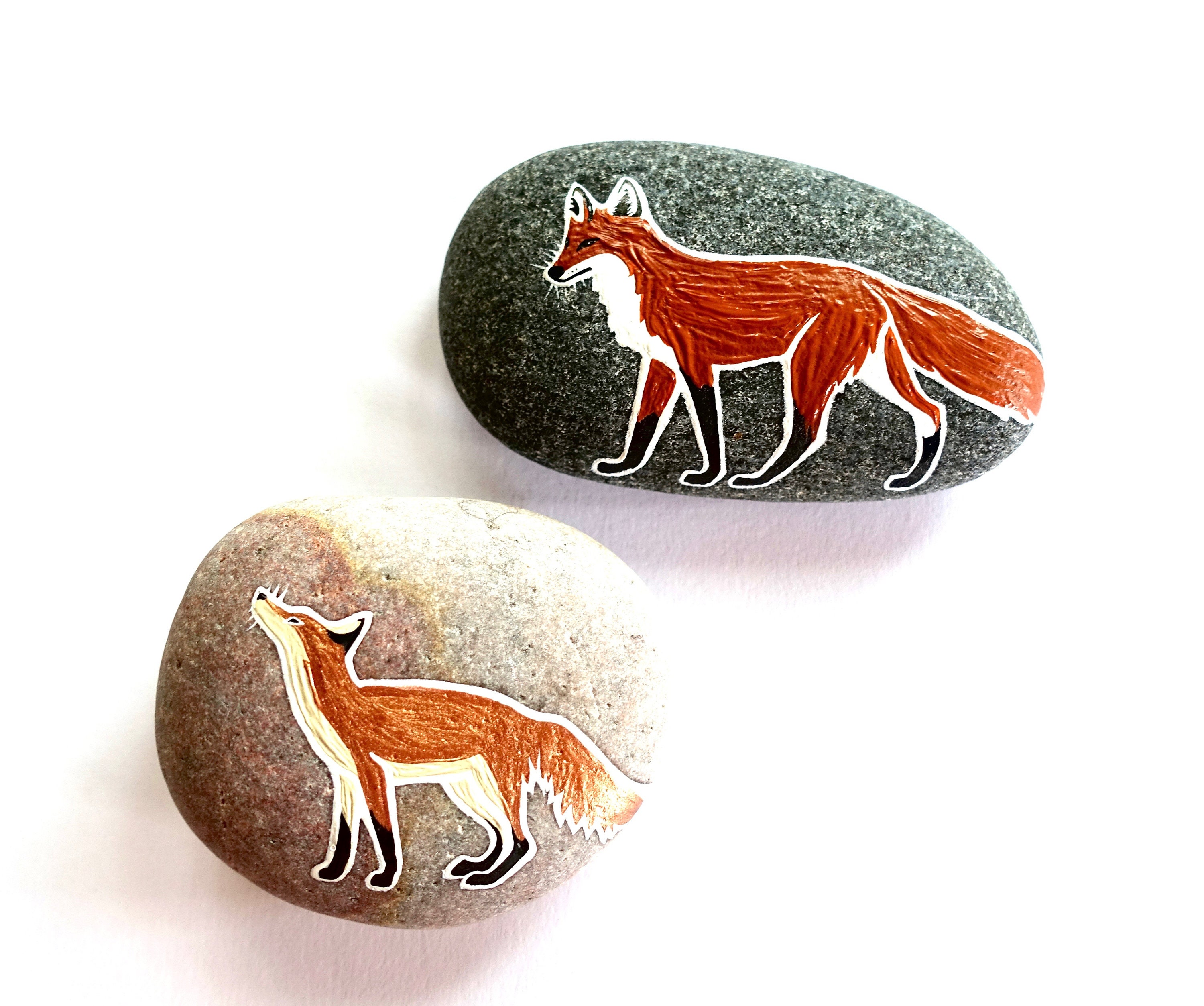 Painted Fox Stone MADE TO ORDER - Etsy UK