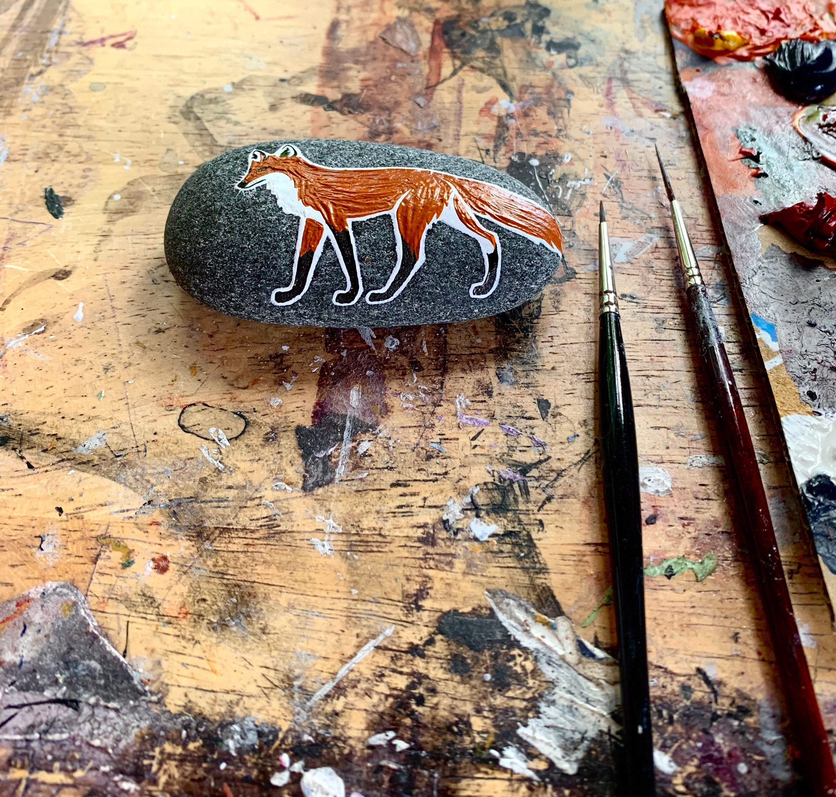 Painted Fox Stone MADE TO ORDER - Etsy UK