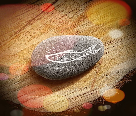 Salmon Painted Pebble MADE TO ORDER - Etsy