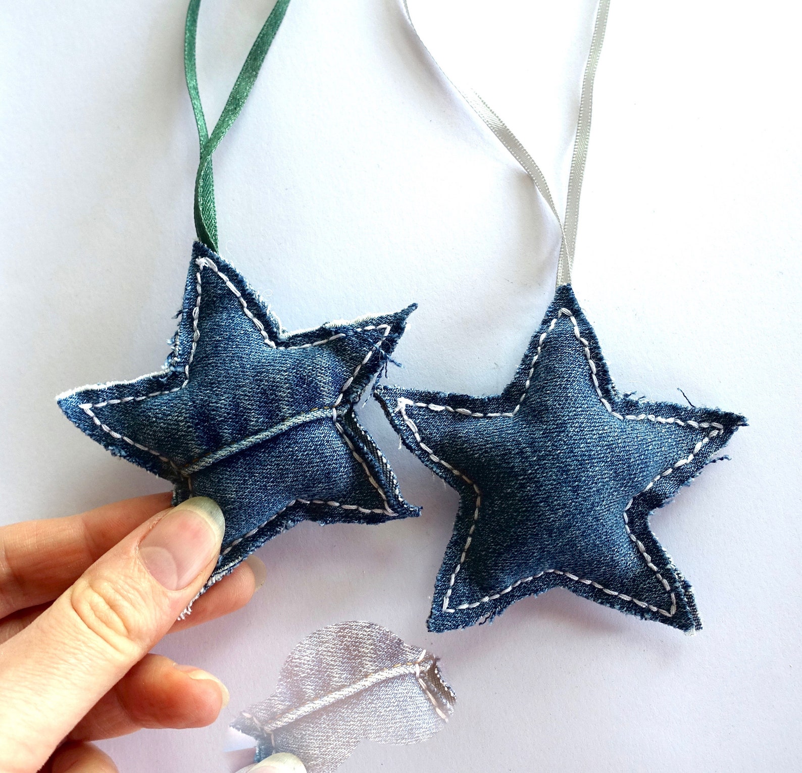Denim Stars Set of 2 MADE TO ORDER - Etsy