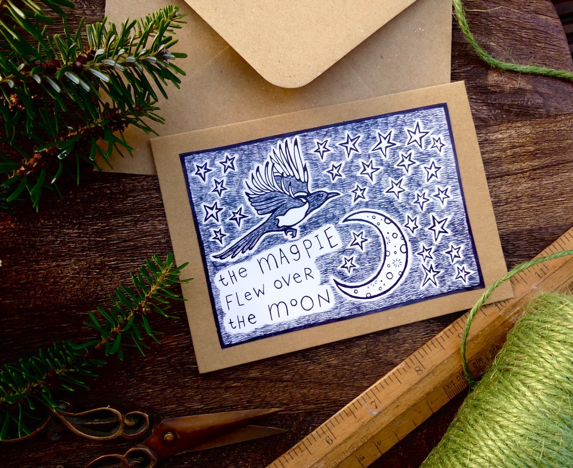 Magpie Moon Card READY TO SHIP - Etsy UK