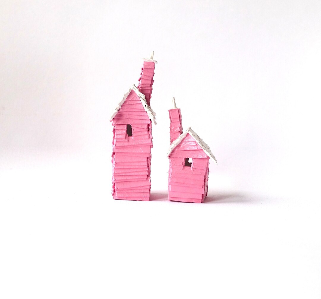 Tiny Pink Houses Set of 2 MADE TO ORDER - Etsy