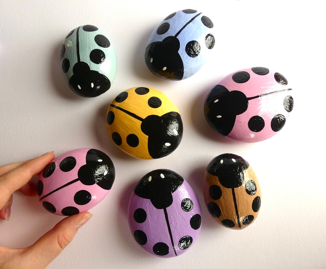 Pastel Rainbow Ladybird Stones - Set of 7 - READY TO SHIP - Etsy