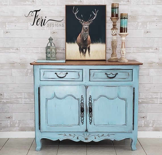 Bohemian Blue Antique French Buffet Sideboard Hand | Etsy