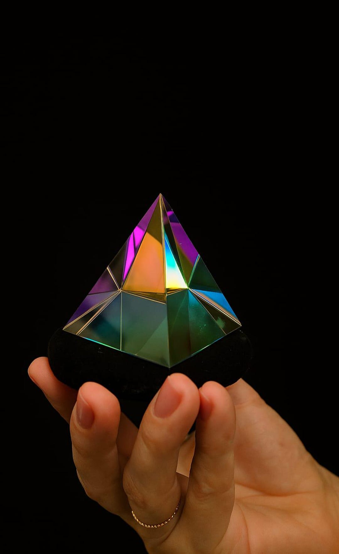 Rainbow Prism Crystal Paperweight: Pyramid - Etsy