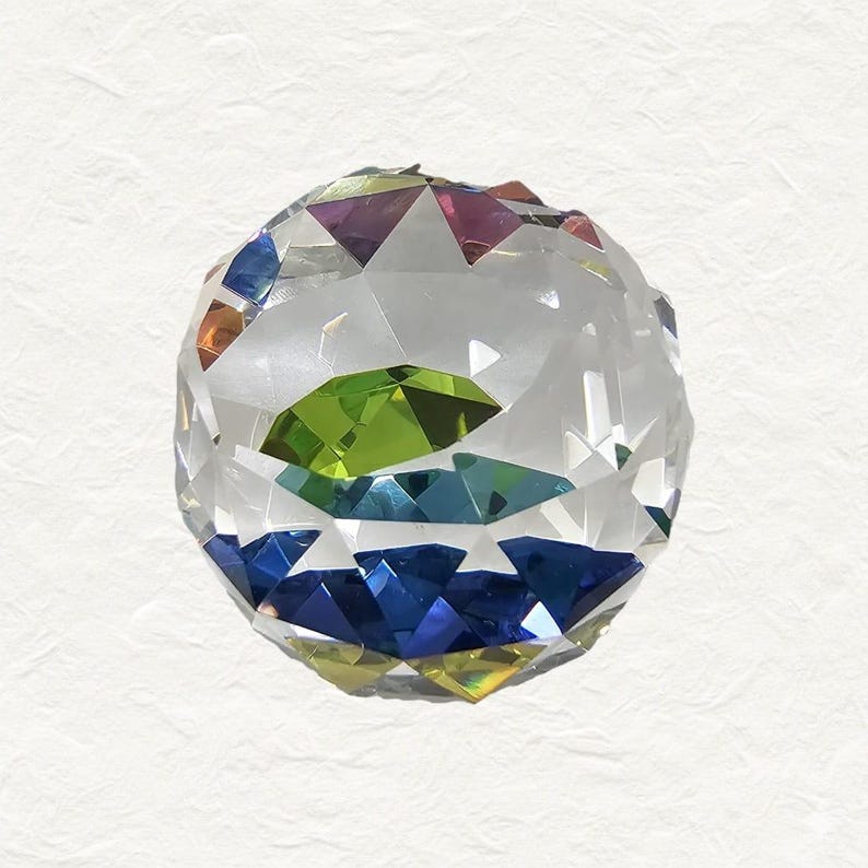 Rainbow Prism Crystal Paperweight: Faceted Sphere - Etsy