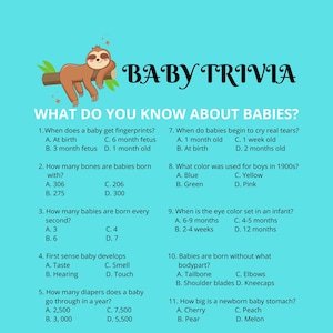 Baby Trivia Game Printable - Etsy