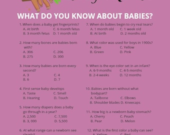 Baby Trivia Game Printable - Etsy