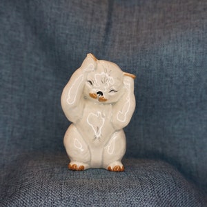 Kay Finch Hear No Evil Cat Figurine AS-IS. Vintage Mid Century ...