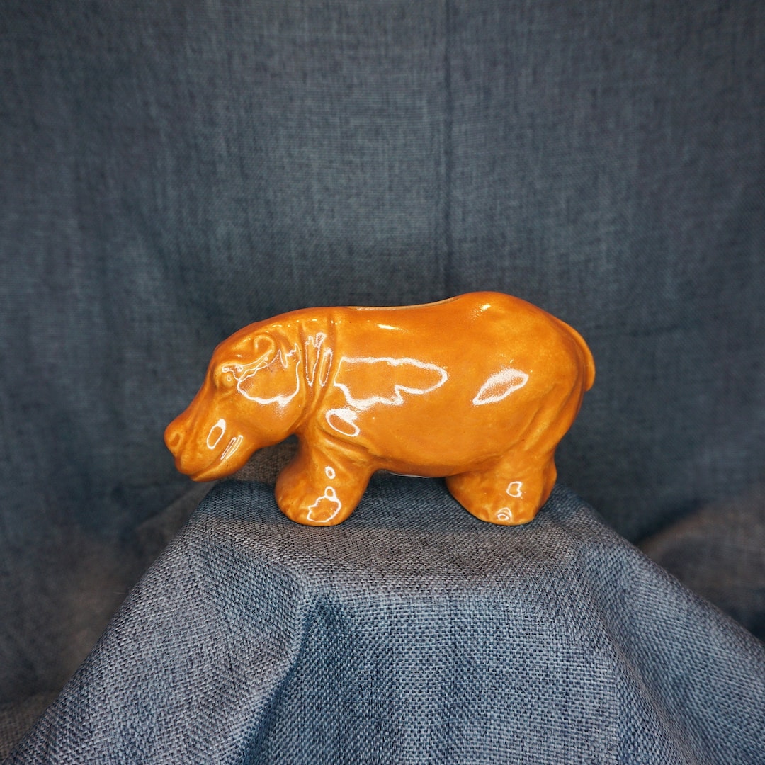Rosemeade Hippopotamus Bank. 1940s Natural Brown Hippo Collectible ...