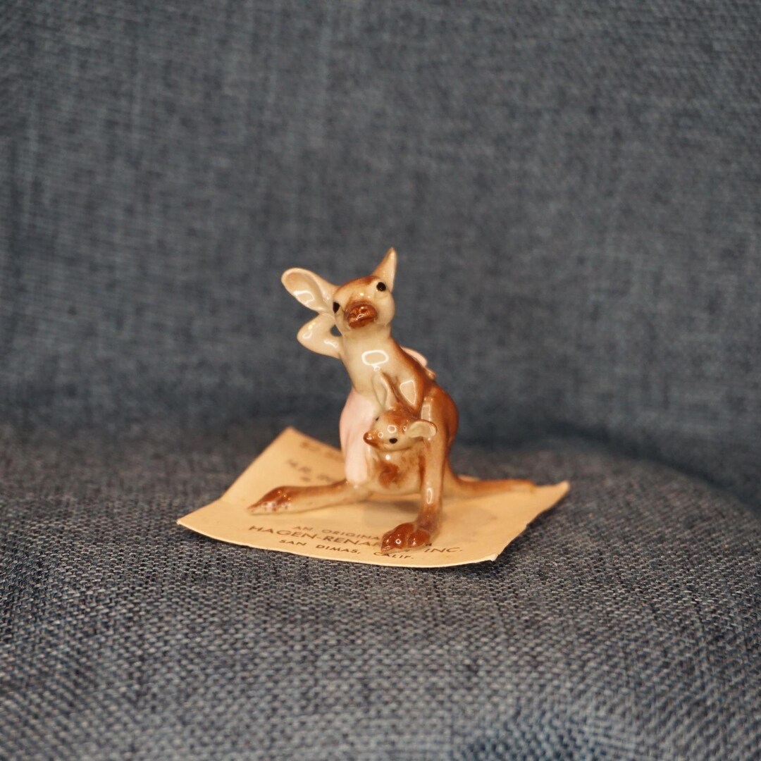 Vintage Ceramic Mama Kangaroo and Joey Figurine. Miniature Hagen ...