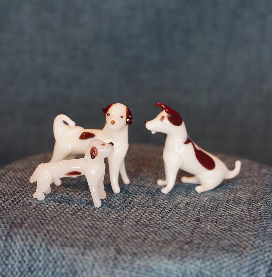 Miniature Glass Dog Figurine Lot: Vintage Lampwork Terrier Puppy ...