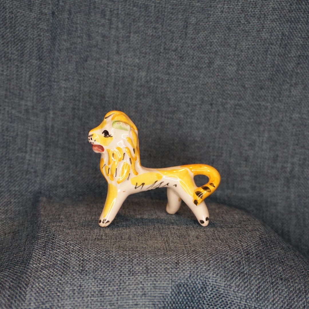 Italy Pottery Lion Figurine. ICS Vietri Gambone Style Miniature ...