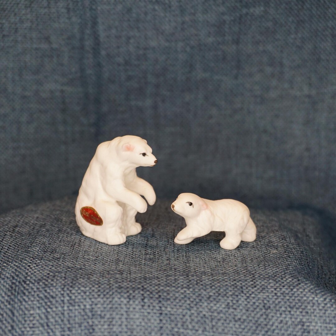 Miniature Polar Bear Figurine Set. Vintage Bone China Arctic, Winter ...