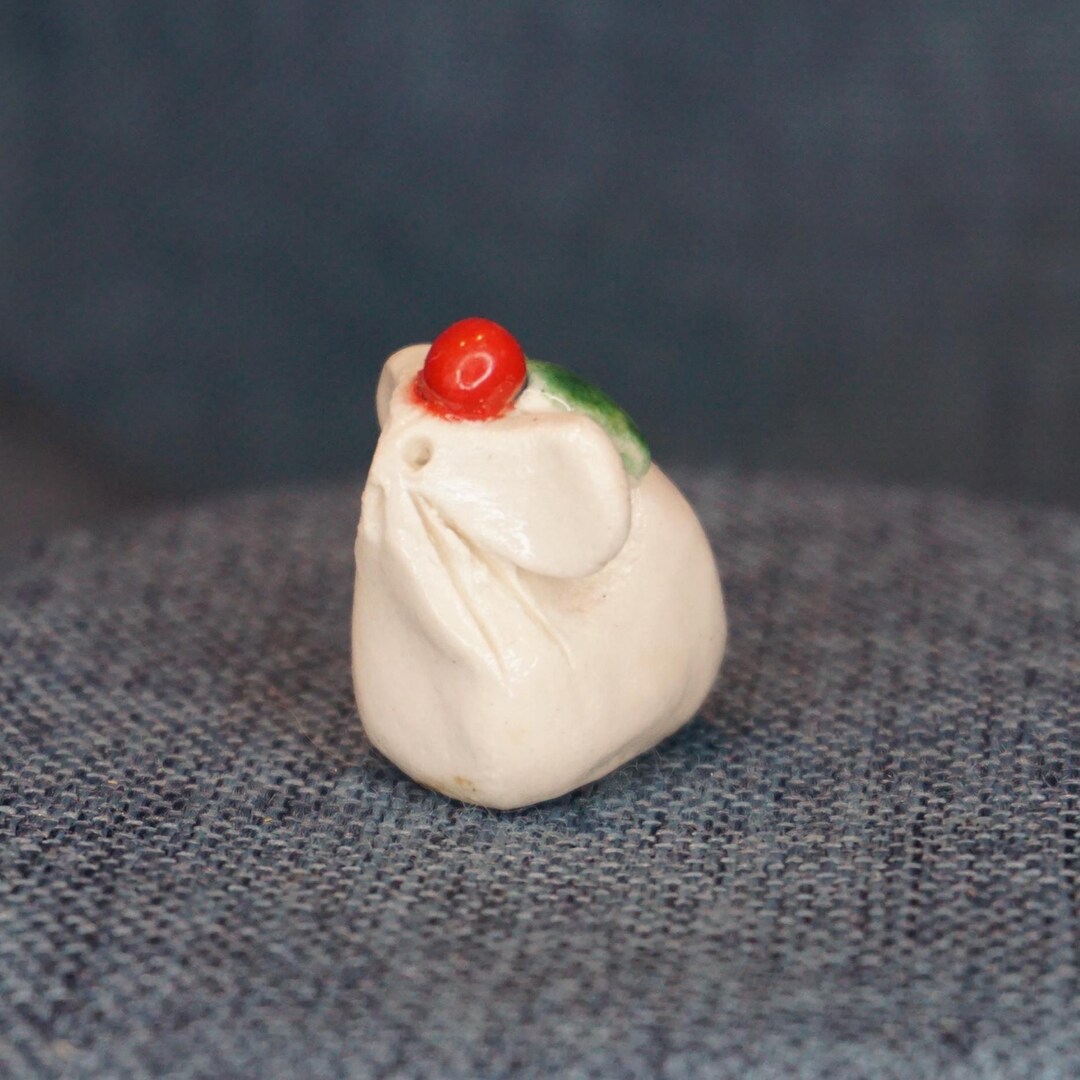 Vintage Ceramic Mouse With Holly Figurine. Miniature White Rodent ...
