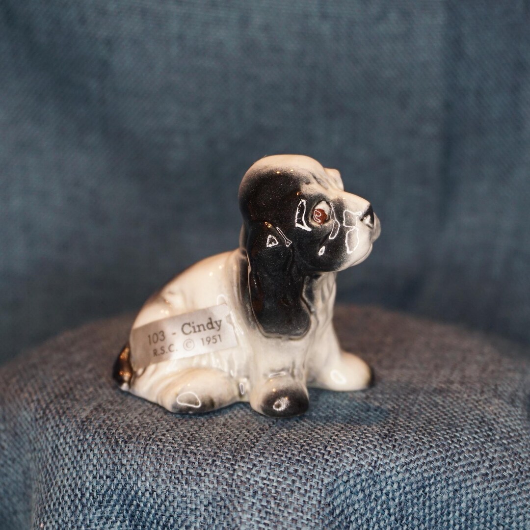 Miniature Cocker Spaniel Puppy Figurine. Robert Simmons Black and White ...