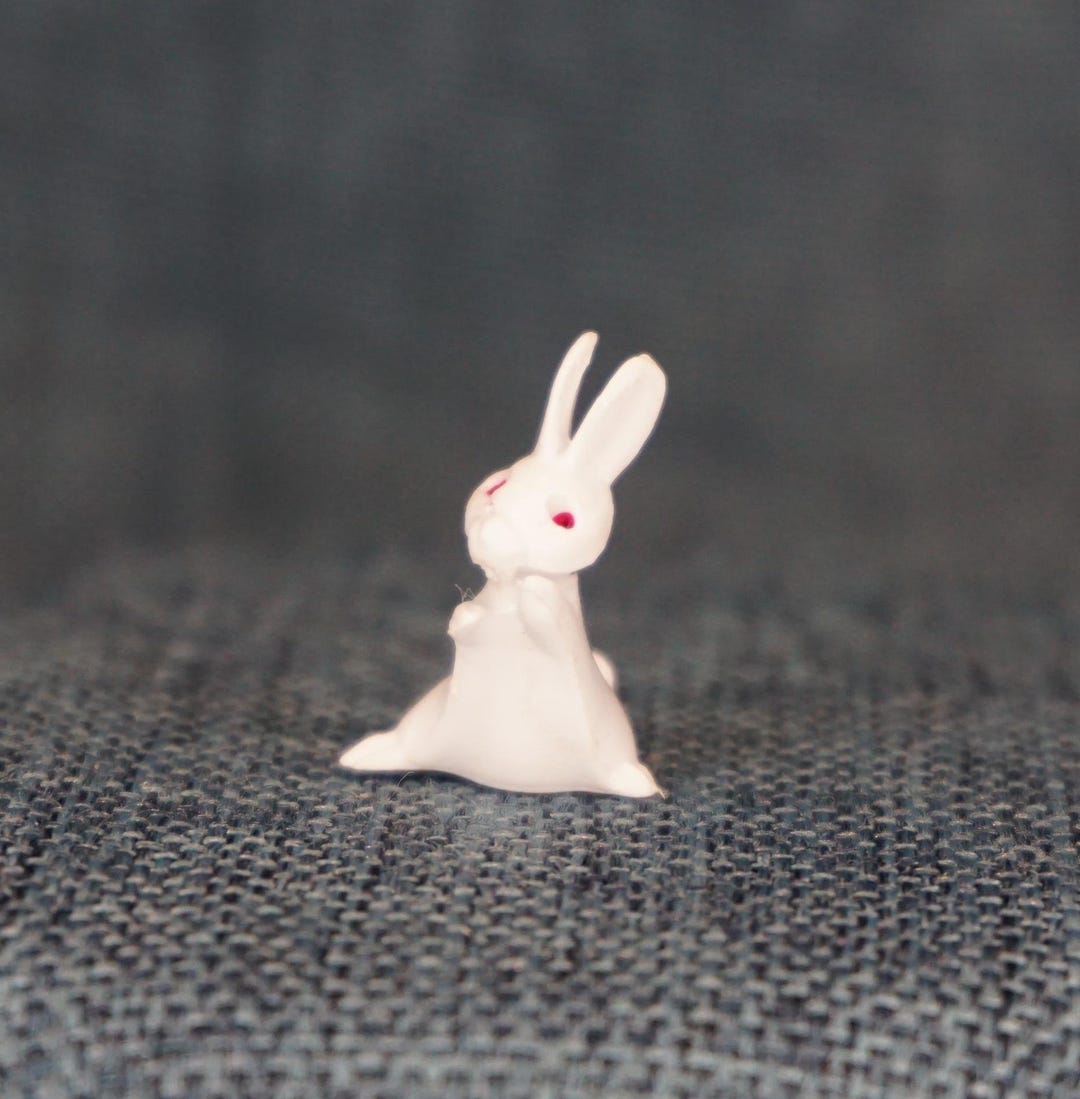 Tiny Germany Plastic Bunny Figurine. Vintage Miniature Albino White ...