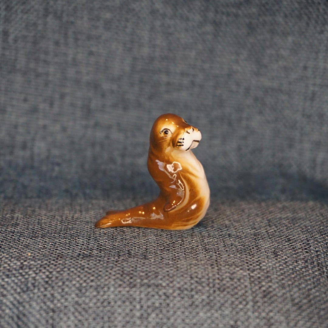 Miniature Porcelain Walrus Figurine. Tiny Bug House Marine Mammal ...