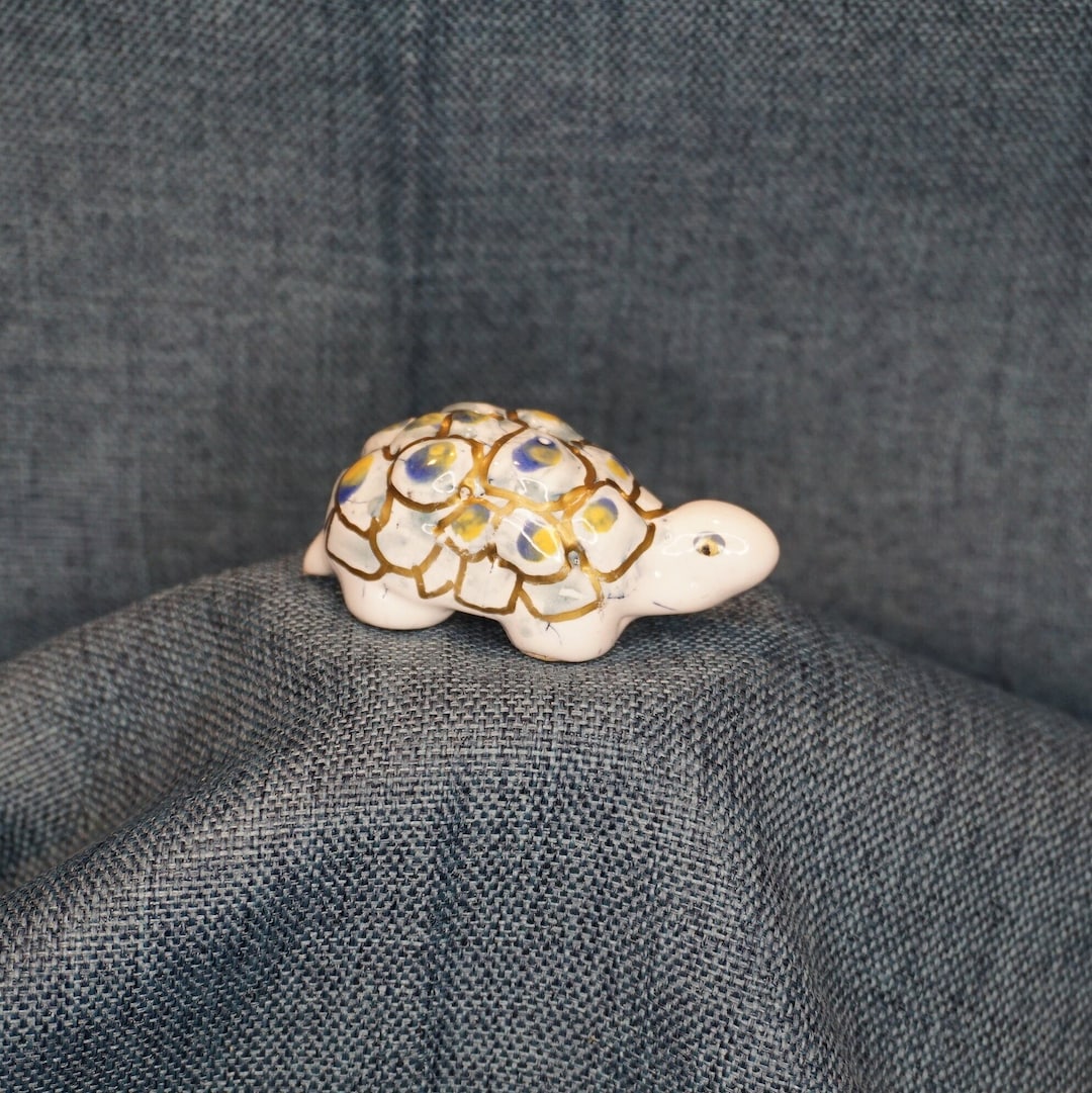 Hand Made Turtle Figurine. Miniature White Tortoise Art Pottery Figure ...