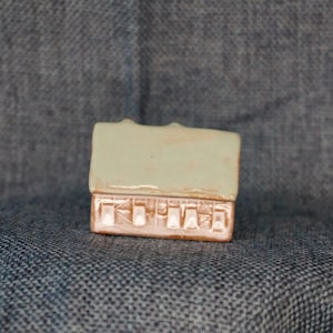 Miniature Stoneware House Figurine. Vintage Tiny Cape Cod Cottage House ...