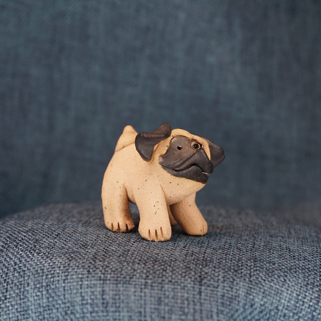 Vintage Happy Pug Puppy Figurine. Miniature Cindy Pacileo Studio Art ...