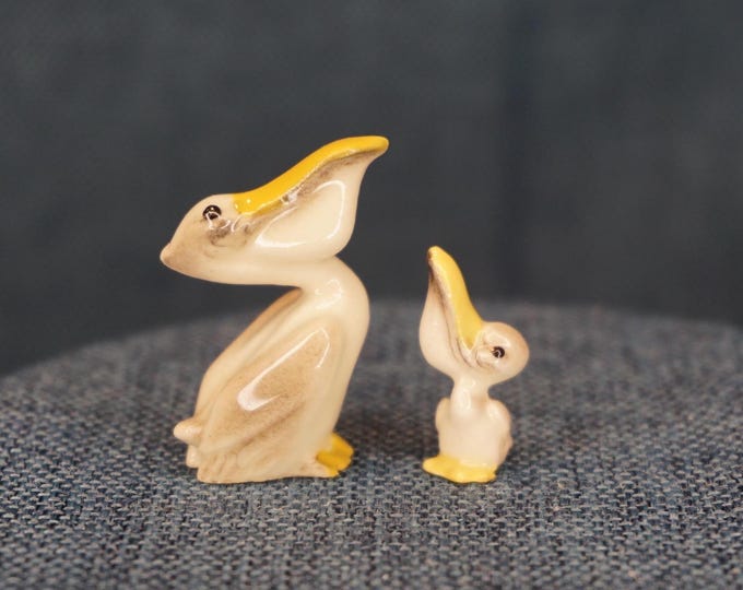 Hagen Renaker Pelican Ma and Baby Figurine Set. Miniature Happy Cartoon ...