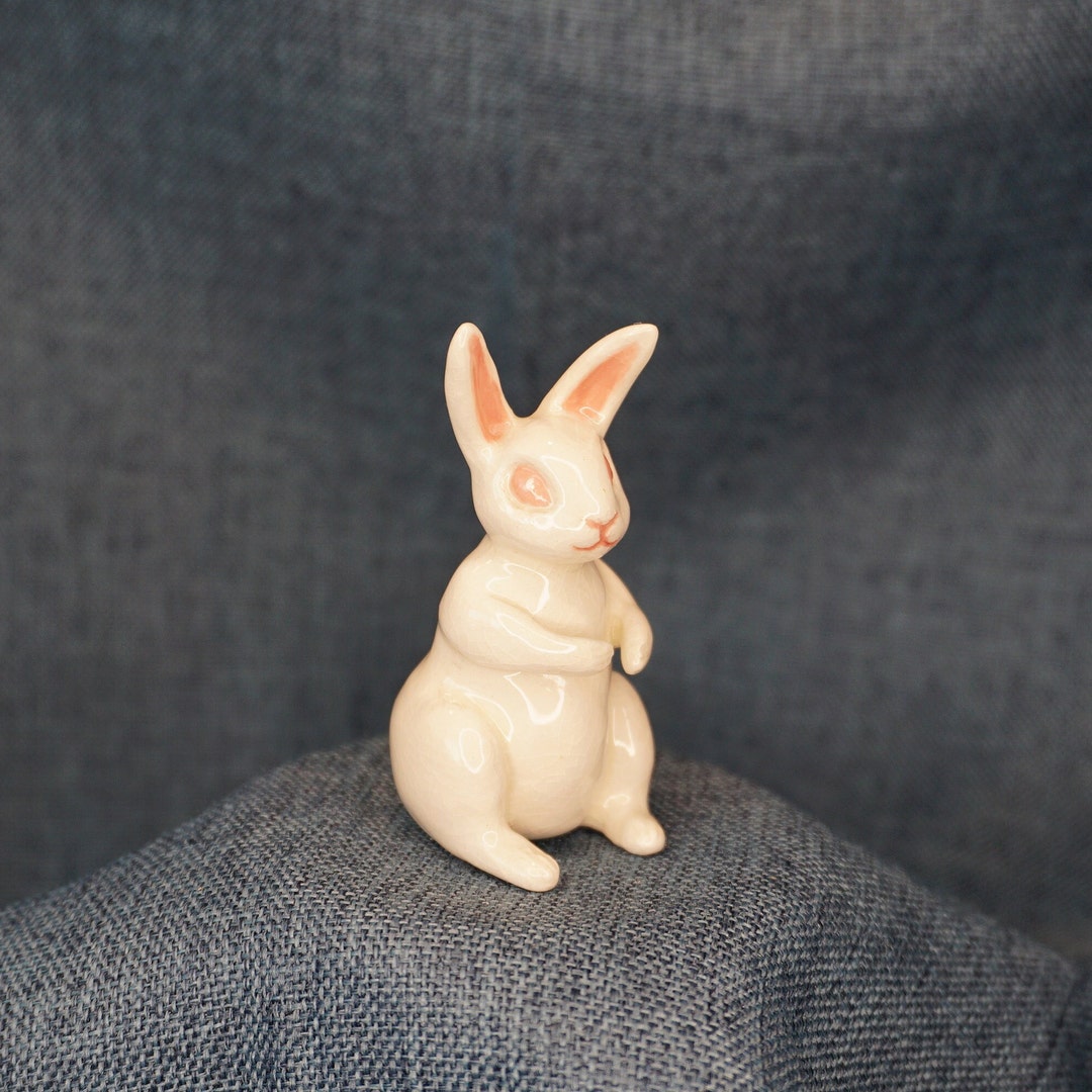 Vintage Ceramic Rabbit Figurine. Miniature Handmade Signed Pottery ...